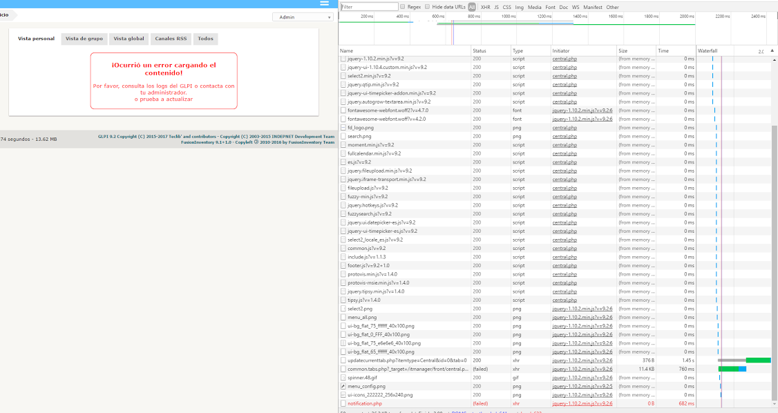 An Error Occured Loading Contents In Personal View · Issue 3147 · Glpi Projectglpi · Github