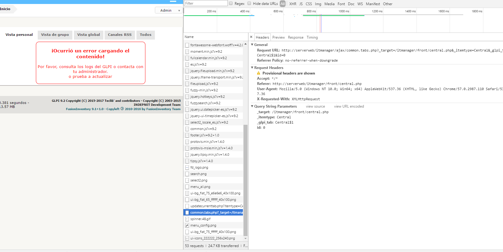 An Error Occured Loading Contents In Personal View · Issue 3147 · Glpi Projectglpi · Github