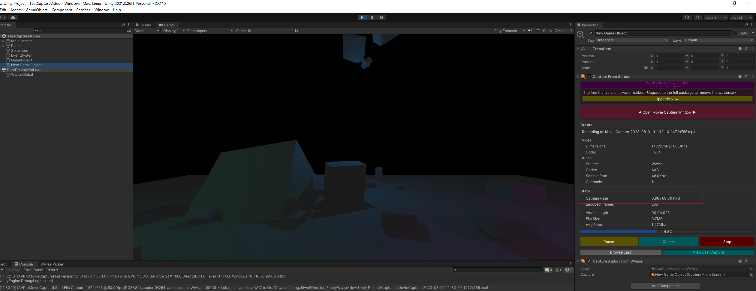 Wwise Record Is So Slow？ · Issue #312 · RenderHeads/UnityPlugin-AVProMovieCapture · GitHub