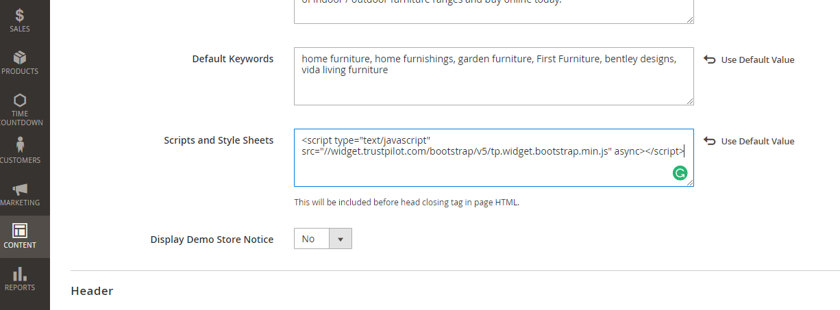 404 while saving Footer Miscellaneous HTML · Issue #6248 · magento/magento2 · GitHub