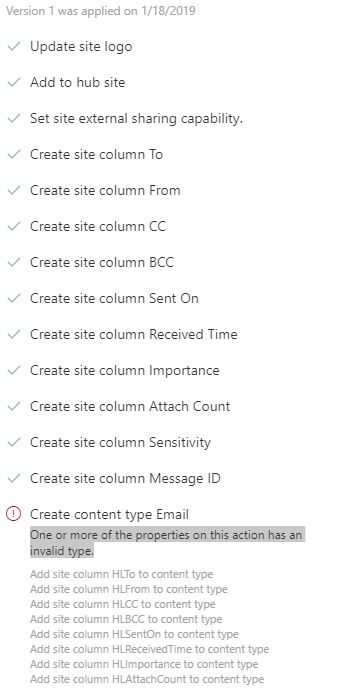 Site Design Create Content Type action gives an invalid type error ...