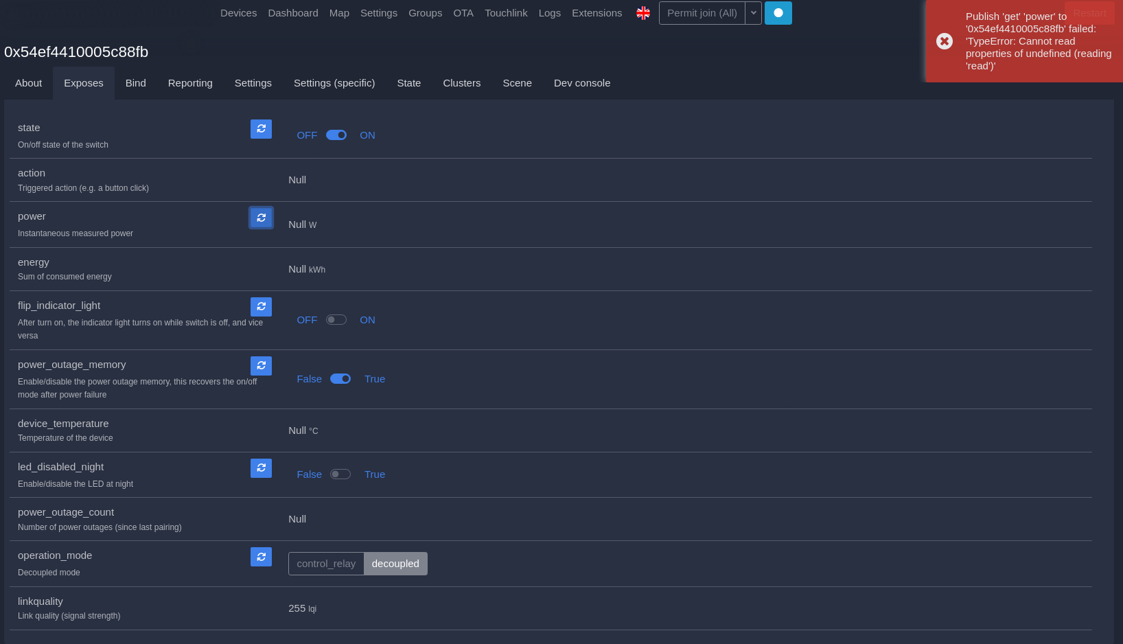 Existing converter for Aqara Switch H1 (WS-EUK03) not working with decoupled mode and energy ...