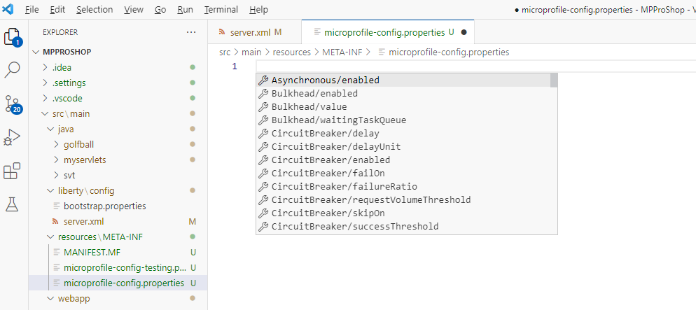 SVT: No suggestions for microprofile-config.properties in VSCode · Issue #249 · OpenLiberty ...