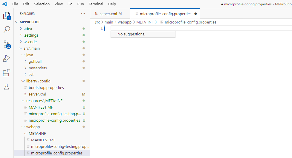 SVT: No suggestions for microprofile-config.properties in VSCode · Issue #249 · OpenLiberty ...