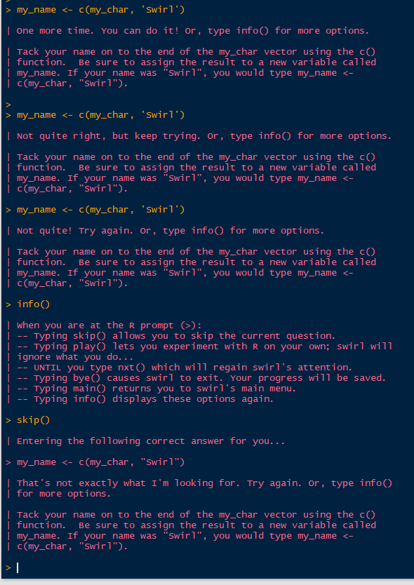 Swirl Error: Subject 1, Lesson 4 · Issue #633 · swirldev/swirl · GitHub