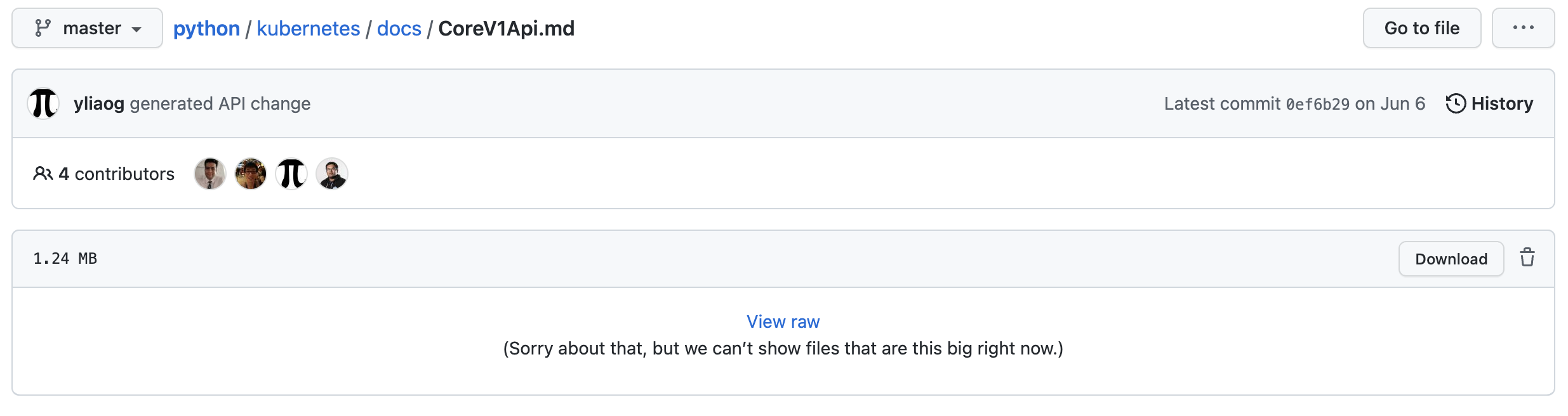 Github frequently refuses to render CoreV1Api documentation · Issue ...