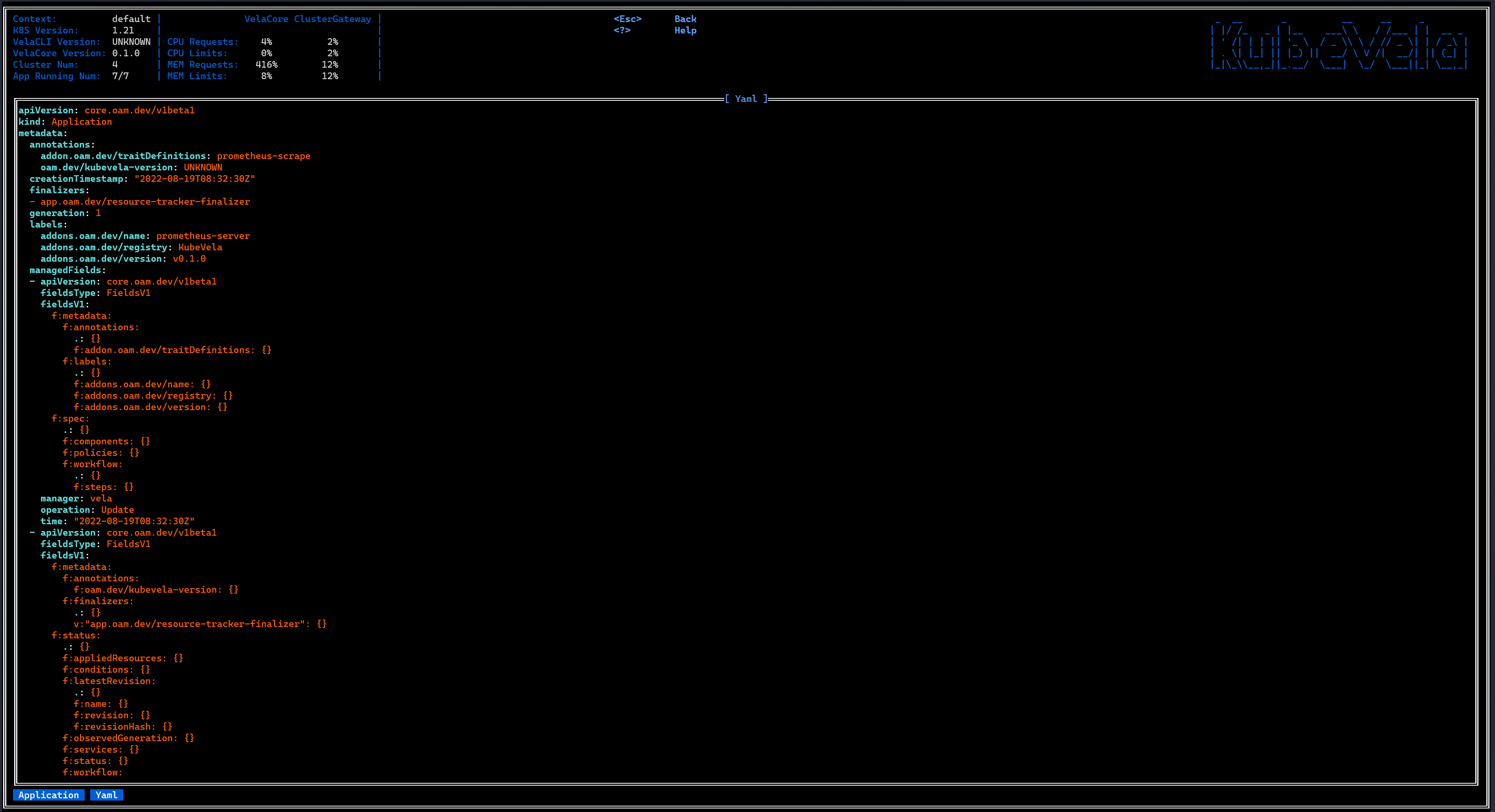 [Feature] Highlight the Yaml text of `vela top` · Issue #4685 · kubevela/kubevela · GitHub