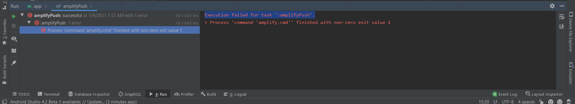 Execution Failed For Task Amplifypush · Issue 1444 · Aws Amplifyamplify Hosting · Github
