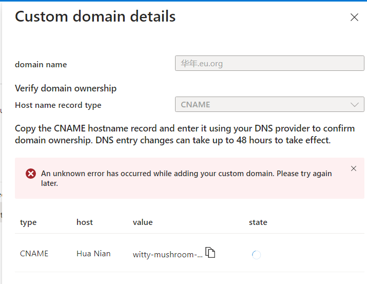 Error While Validating Idns Punycode Domain · Issue 1122 · Azurestatic Web Apps · Github