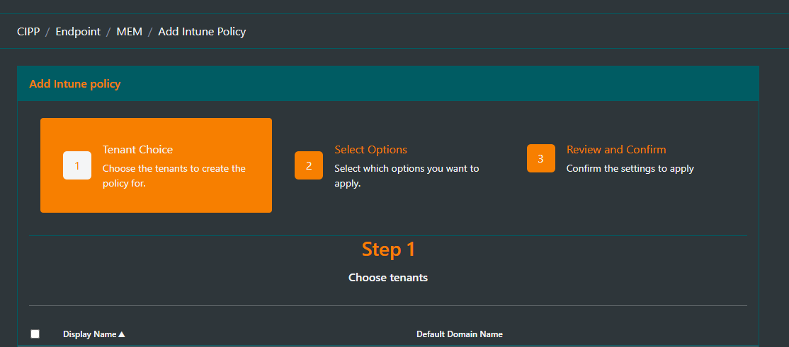 BUG: [React] [UX] MEM Policy - Filter Tenant · Issue #502 · KelvinTegelaar/CIPP · GitHub