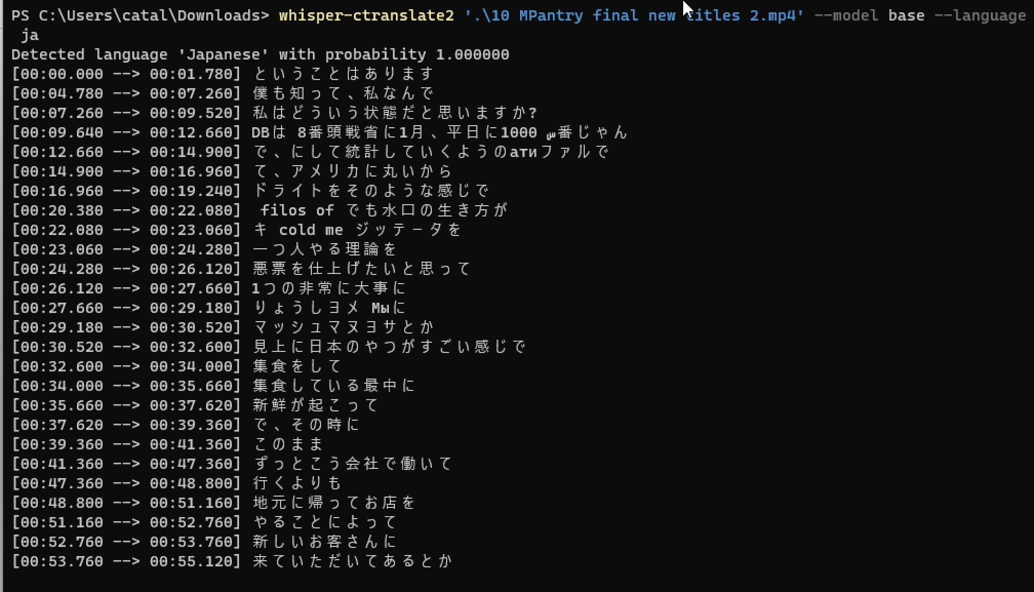 Error with Japanese subtitles · Issue #15 · Softcatala/whisper-ctranslate2 · GitHub