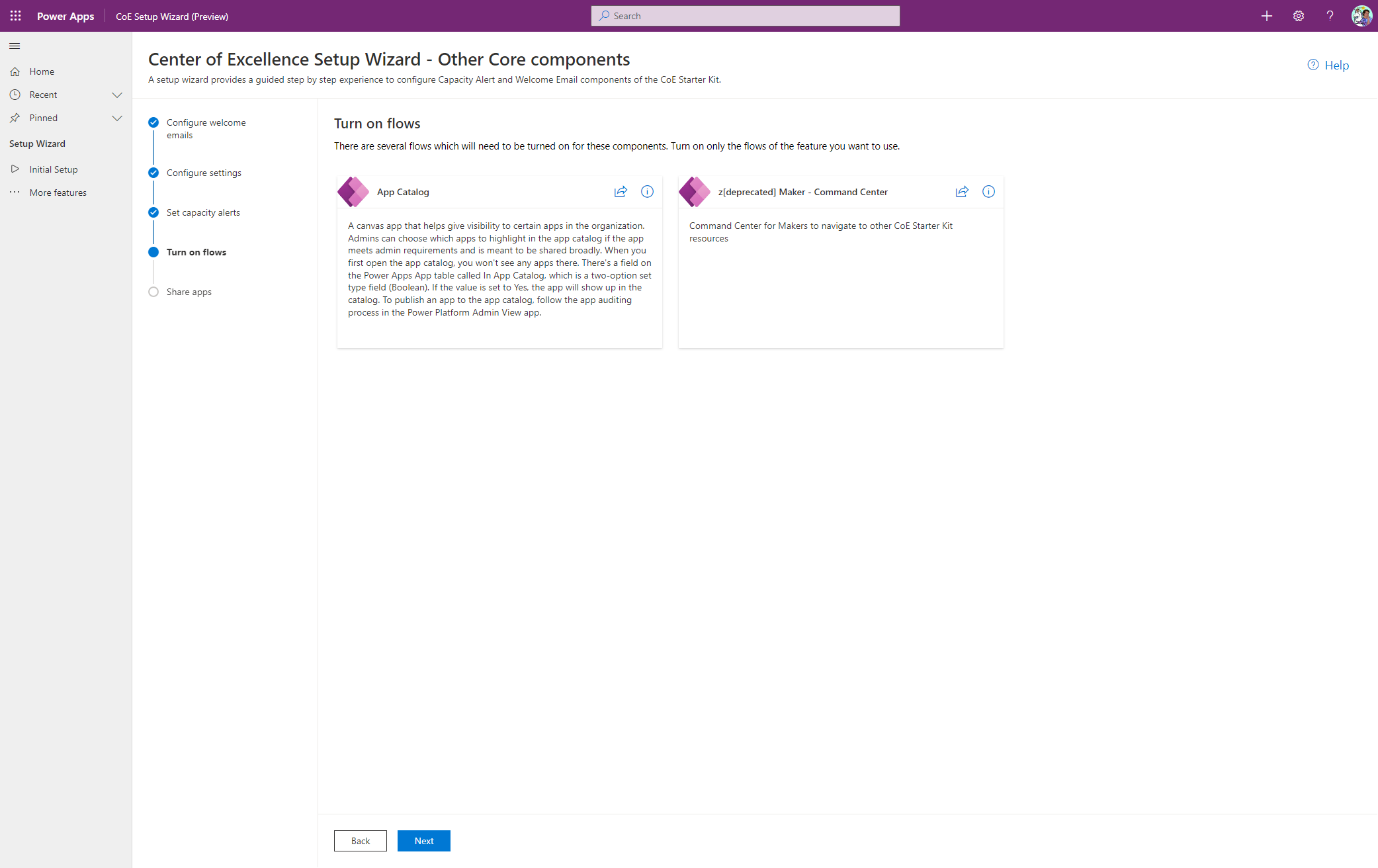 [CoE Starter Kit - BUG] Other components Capacity Alert Welcome Email Turn on flows and Share ...
