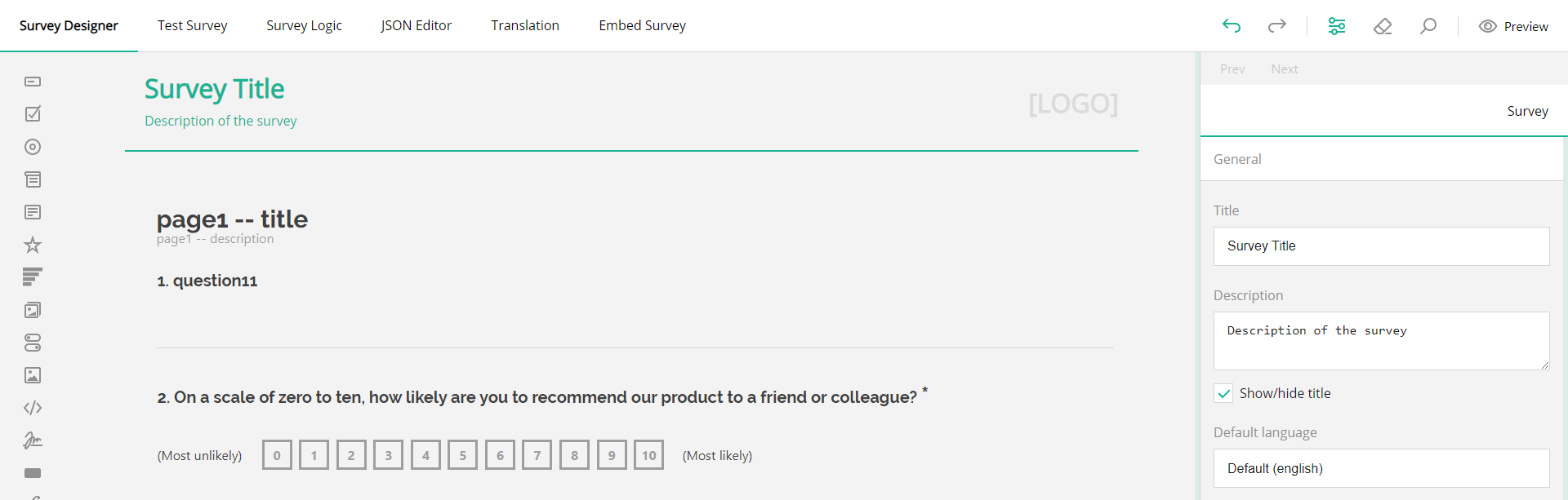 Implement survey title/description/logo editor · Issue #1168 · surveyjs/survey-creator · GitHub