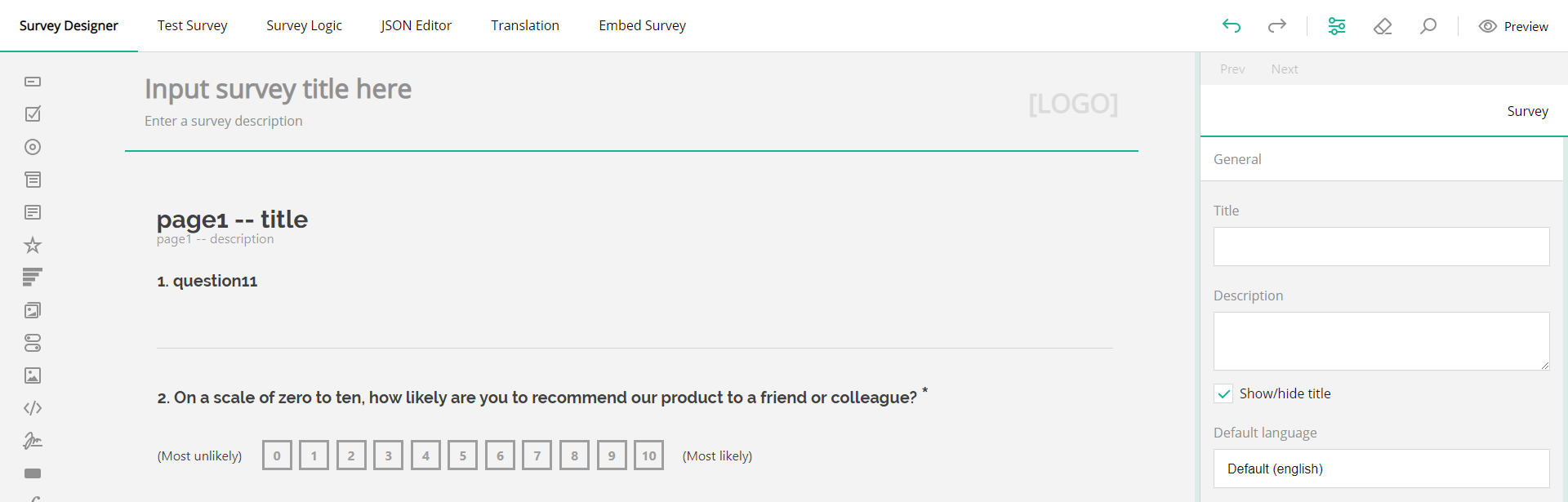 Implement survey title/description/logo editor · Issue #1168 · surveyjs/survey-creator · GitHub