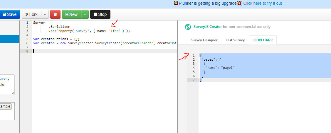 Json Tab Not Show Error When Missing Required Property In Survey · Issue 567 · Surveyjssurvey