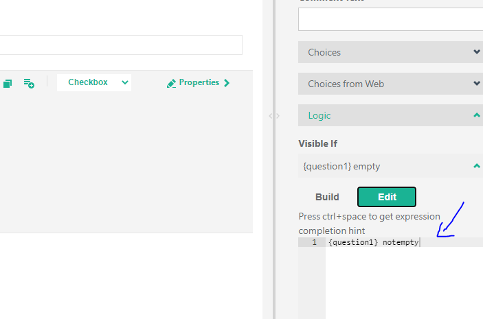 VisibleIf expression doesn't appear · Issue #819 · surveyjs/survey-creator · GitHub