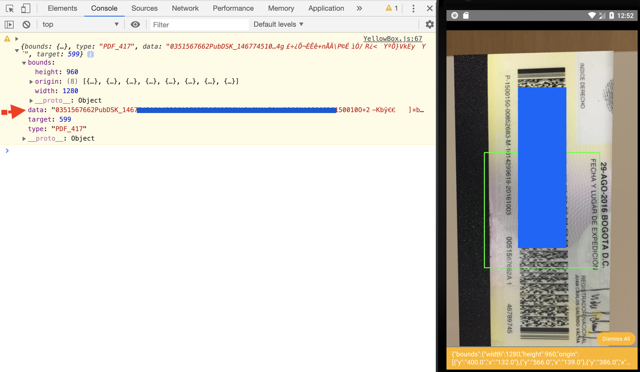 Barcode PDF417 working properly only when Remote JS Debugger is ON ...
