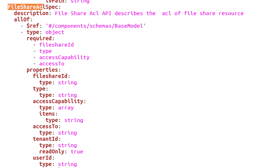 Swagger file validation issues for fileshare acl · Issue #1100 · sodafoundation/api · GitHub