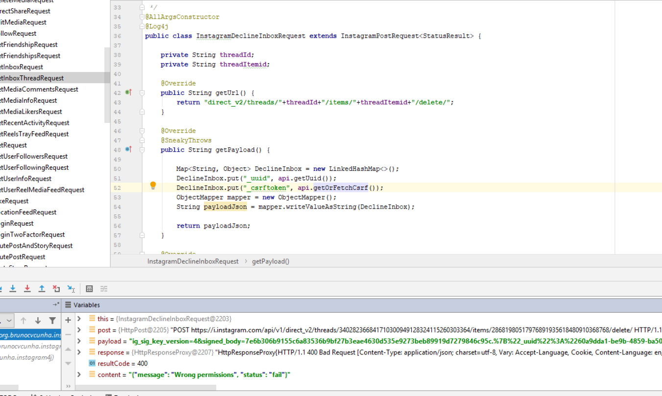 Delete Inbox Item · Issue #275 · instagram4j/instagram4j · GitHub
