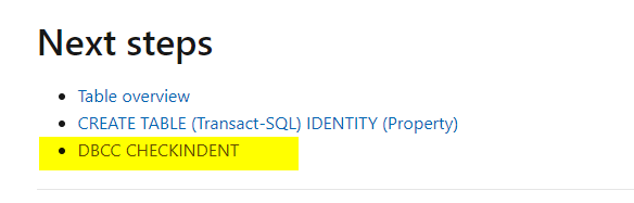 Typo - DBCC CheckINdent instead of DBCC CheckIdent. · Issue #77480 · MicrosoftDocs/azure-docs ...