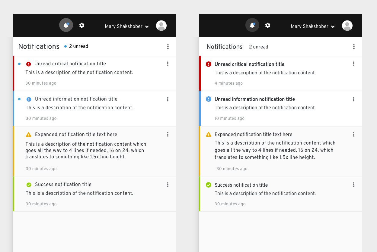 Notification drawer - Design revisions · Issue #1851 · patternfly/patternfly · GitHub
