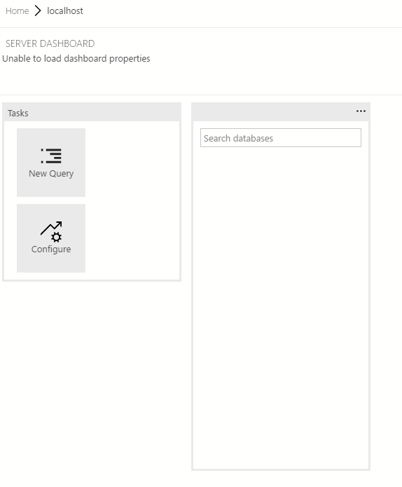 Dashboard: Server level dashboard shows 'unable to load dashboard ...