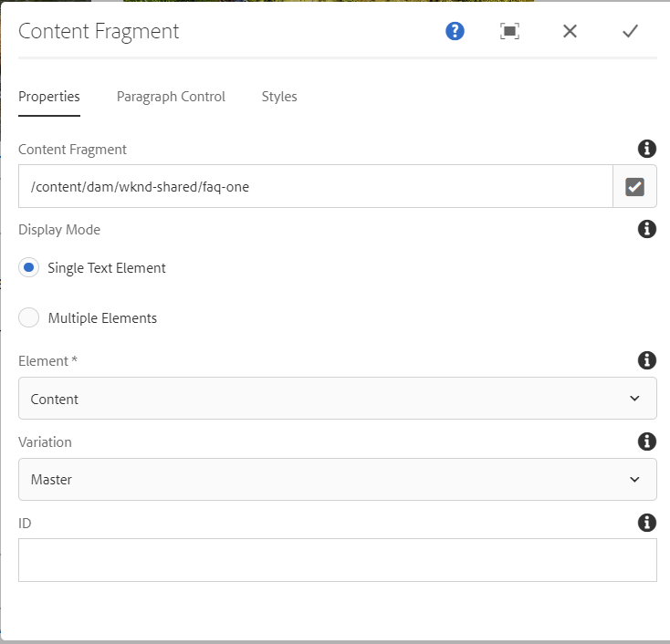 Issue in Content Fragment component while using image in Single Text Element Display Mode ...