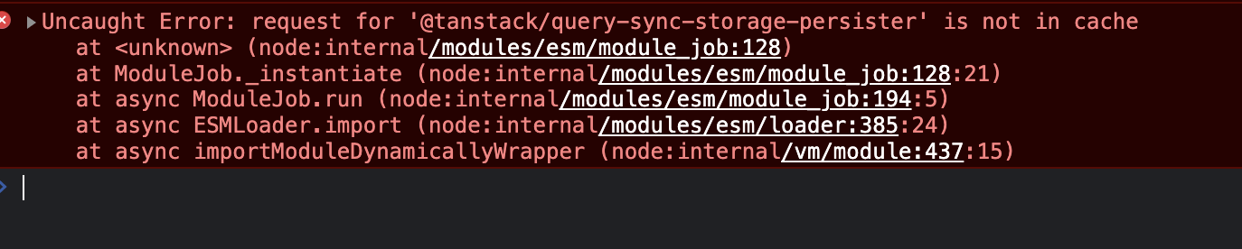 request for '@tanstack/query-sync-storage-persister' is not in cache · Issue #1370 · wevm/wagmi ...