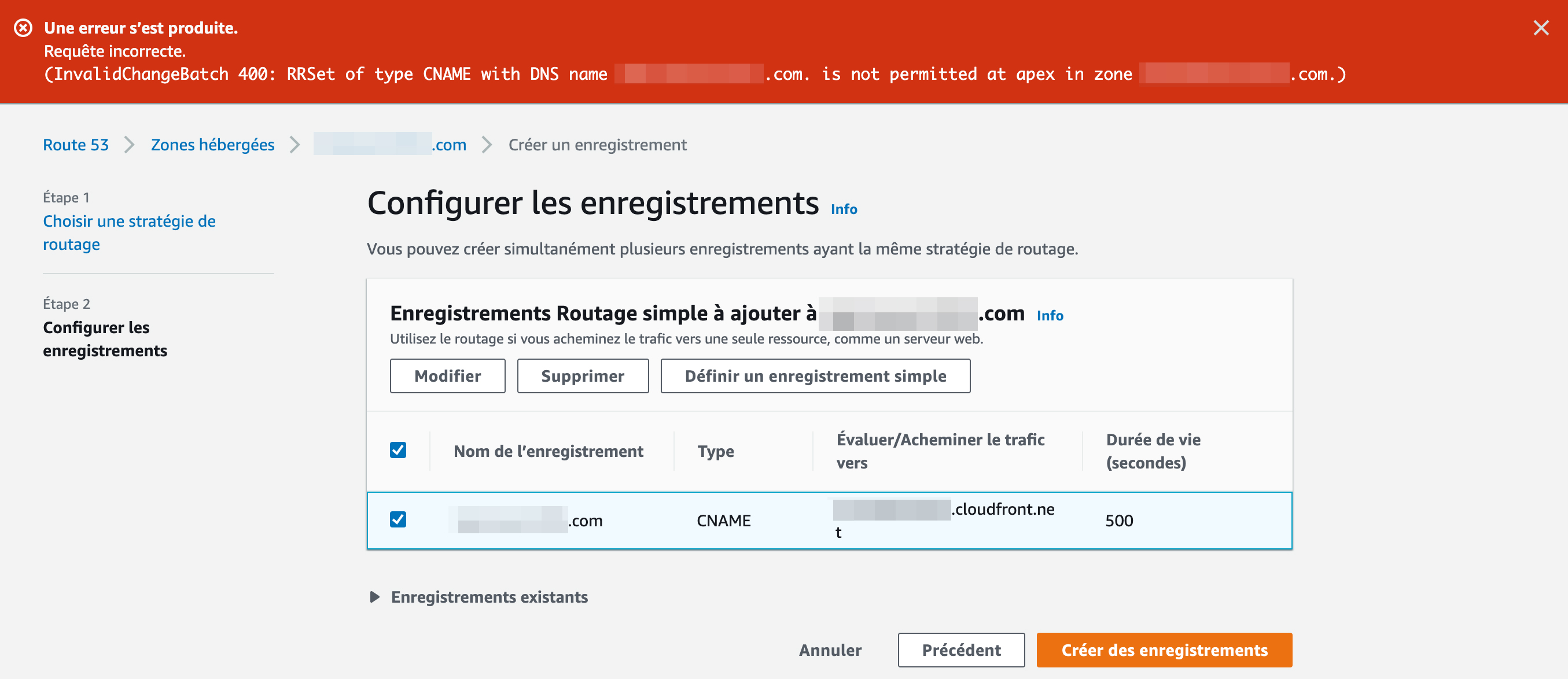 Domain activation is Failed - CNAMEs provided already associated but CloudFront distributions is ...