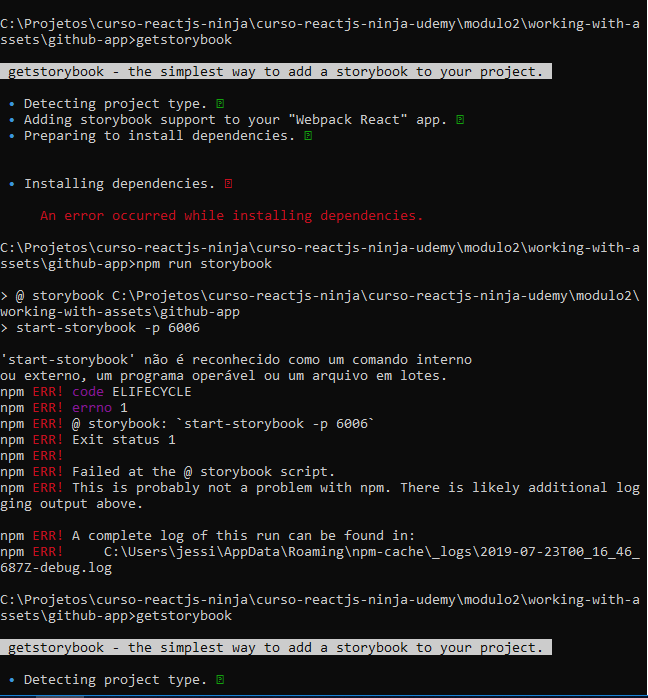 [M2#A43] - Não consigo instalar o storybook · Issue #357 · da2k/curso-reactjs-ninja · GitHub