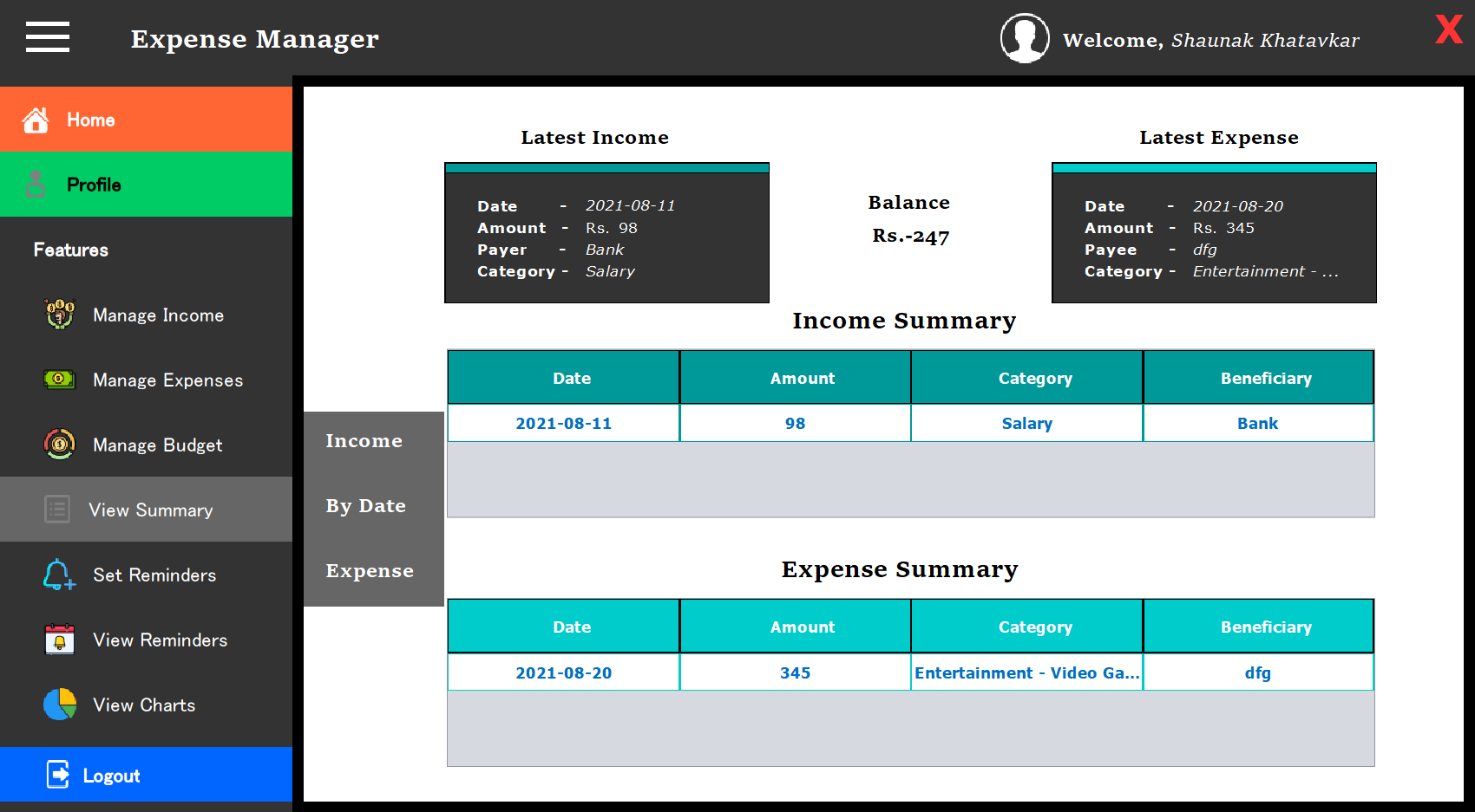 GitHub - shaunak14k/Expense-Manager: A desktop software that will ...