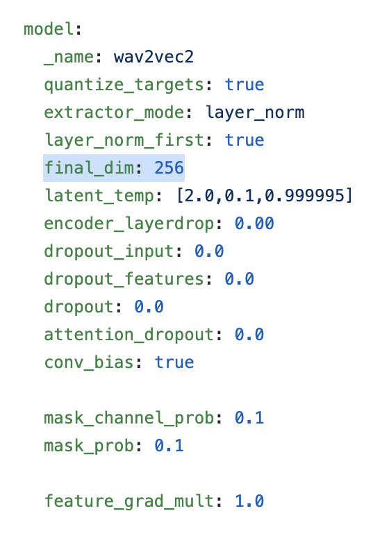 Wrong Final Dimension size for wav2vec2 large tpu config · Issue #3466 · facebookresearch ...