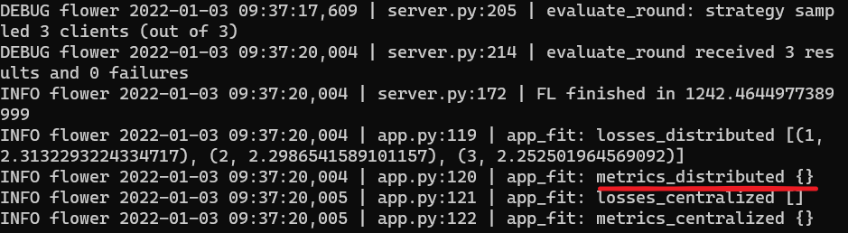 Empty distributed metrics in federated evaluation · Issue #983 · adap/flower · GitHub