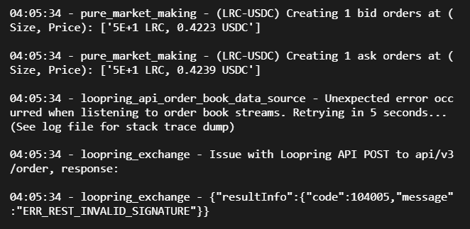 [Connector Issue] Cannot place orders via the Loopring Connector · Issue #5481 · hummingbot ...