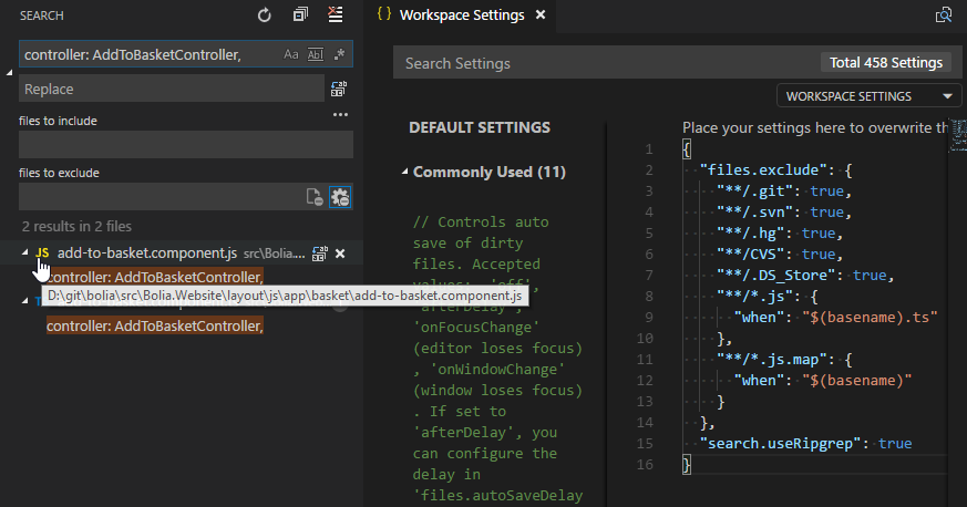 `search.exclude` setting sometimes is ignored · Issue #24677 ...