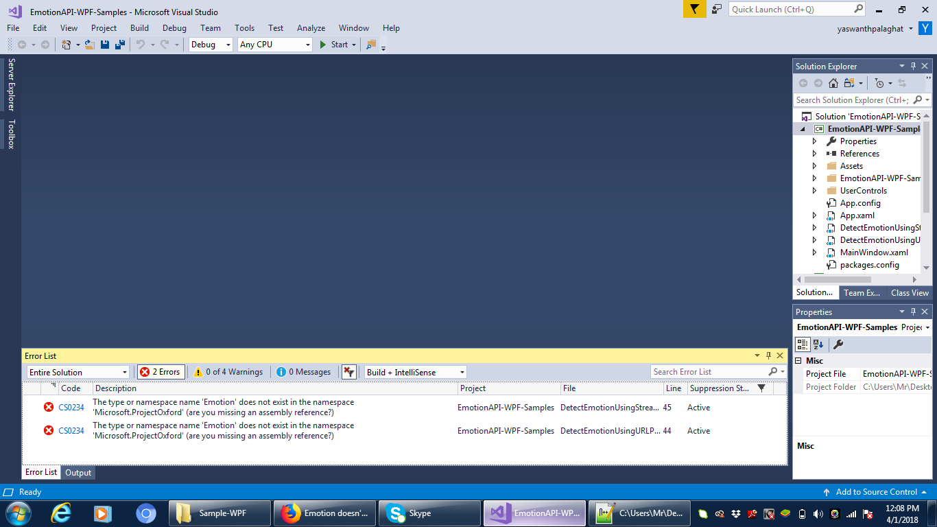 Emotion doesn't exist in the namespace exception? · Issue #31 · microsoft/Cognitive-Emotion ...
