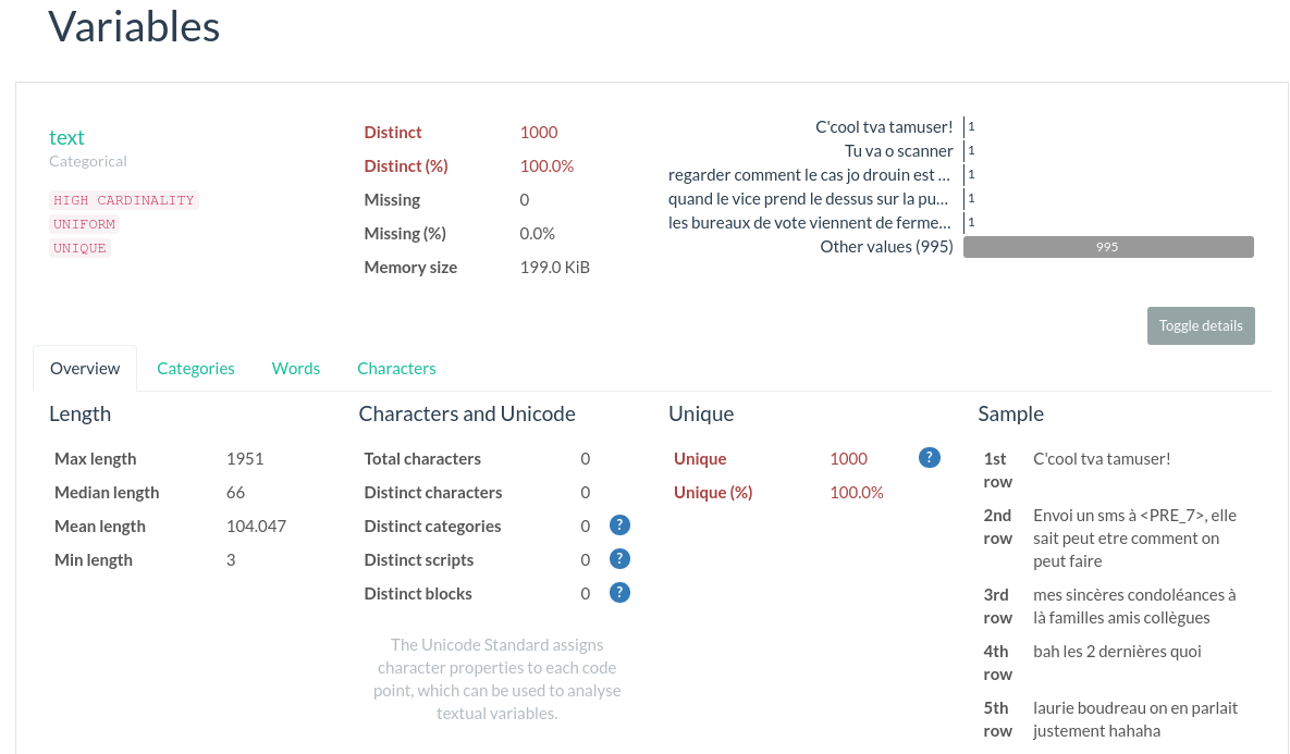 Dealing with list of values (words) · Issue #842 · ydataai/ydata-profiling · GitHub