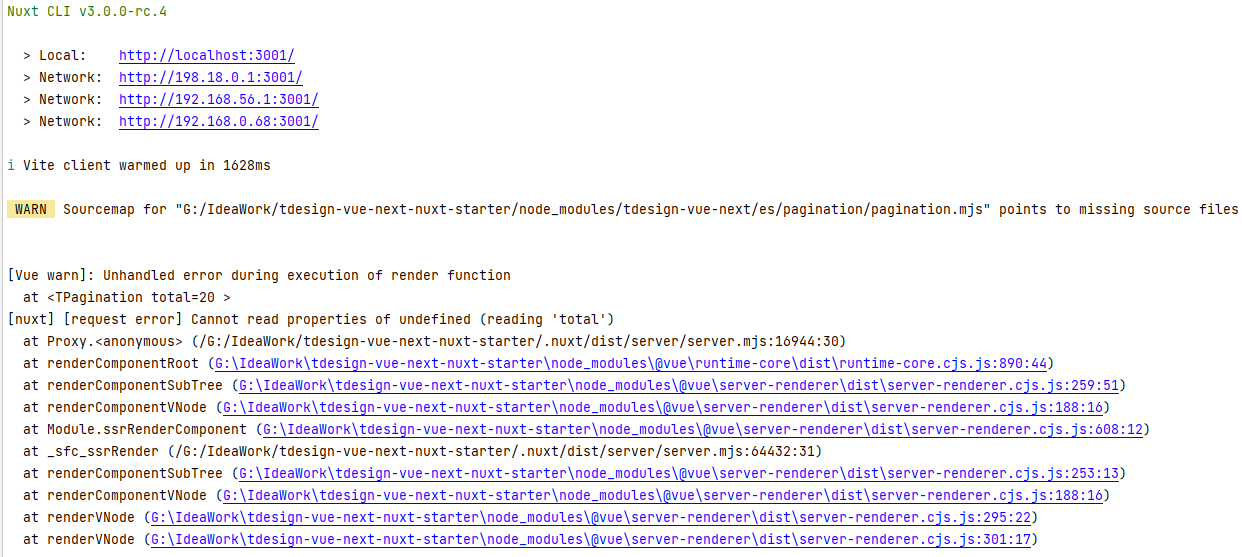 [Pagination] 组件在nuxt3中运行报错 · Issue #988 · Tencent/tdesign-vue-next · GitHub