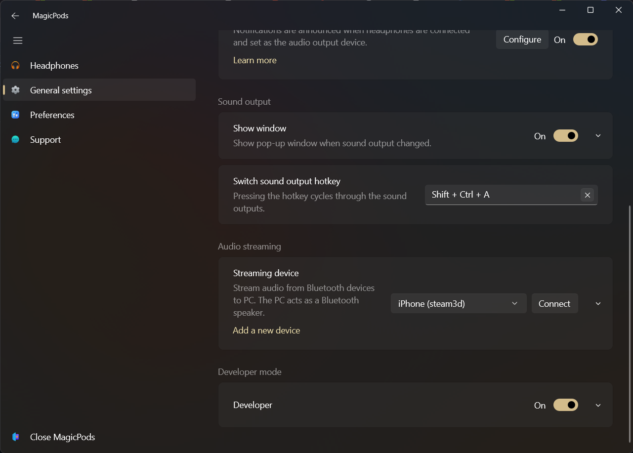 Add a hotkey to switch default output like soundswitch does. · Issue #299 · steam3d/MagicPods ...