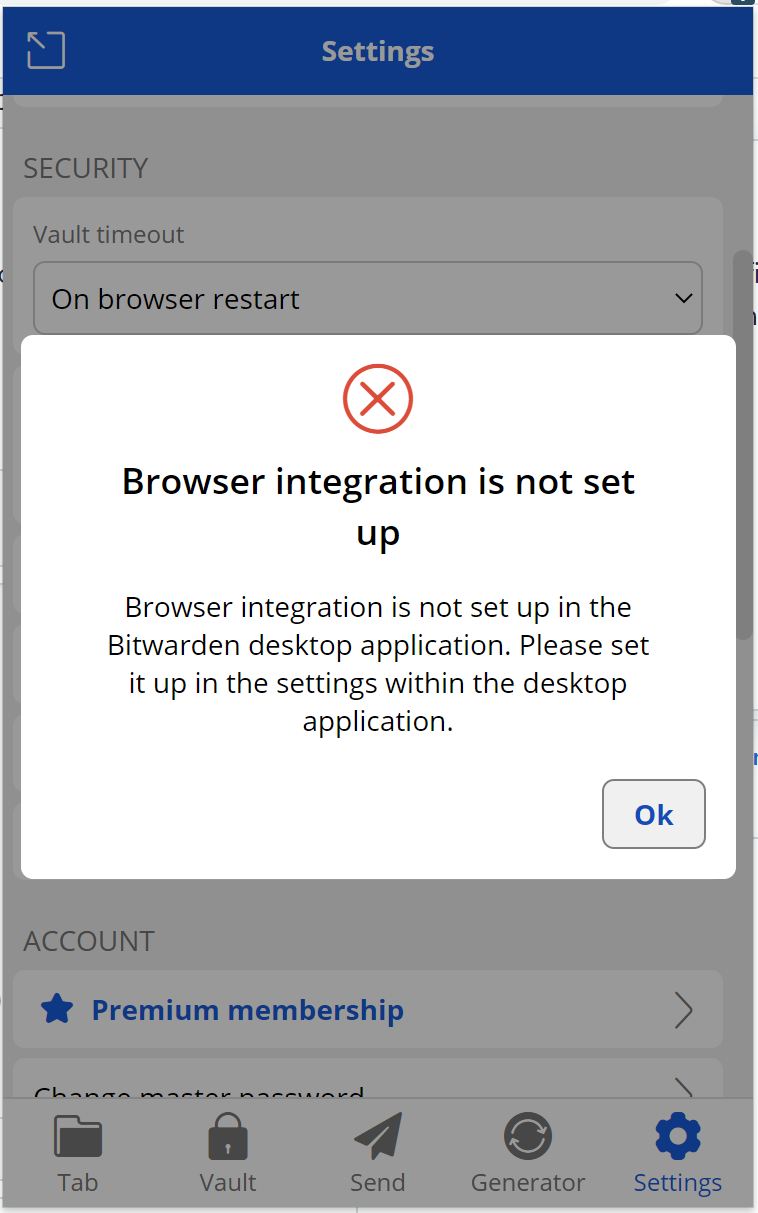 "Browser integration not set up yet" message in browser despite browser integration being setup ...