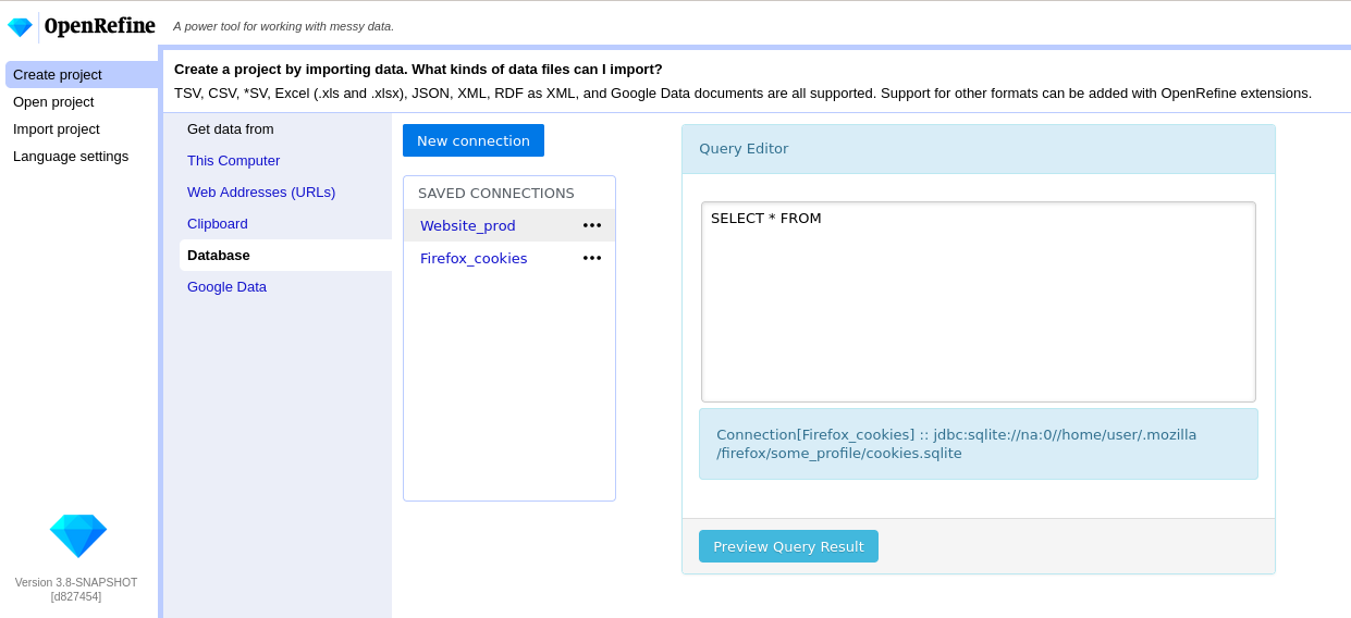Improve look and feel of database import panel · Issue #5700 · OpenRefine/OpenRefine · GitHub