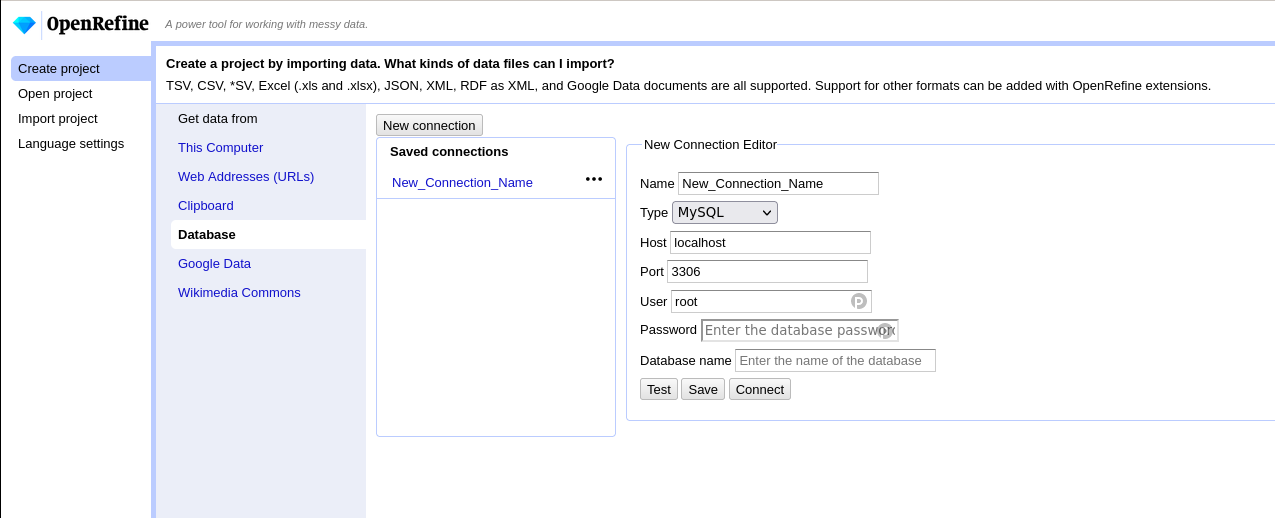 Improve look and feel of database import panel · Issue #5700 · OpenRefine/OpenRefine · GitHub