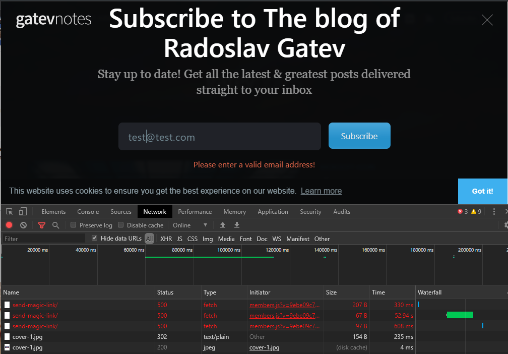 Subscription attempts fail with inappropriate message when a connection to the mail service ...