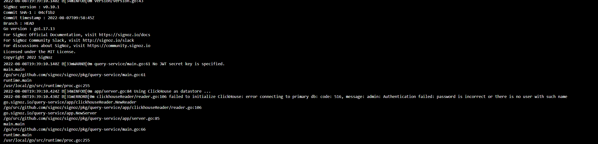 Version 0.2.1: QueryService not starts because of authentication issue ...