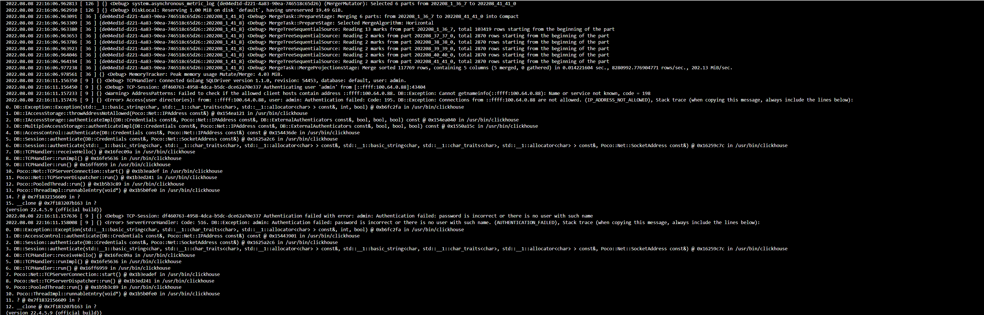 Version 0.2.1: QueryService not starts because of authentication issue ...