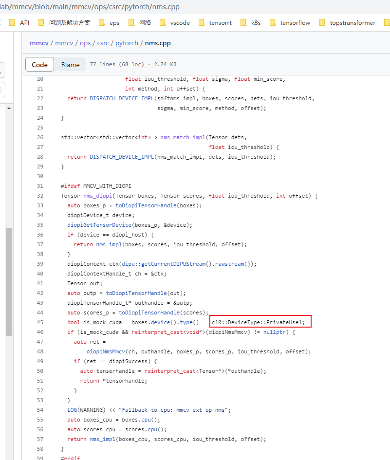 MMCV里nms.cpp，line 45的"PrivateUse1"应该修改为XPU · Issue #266 · DeepLink-org ...