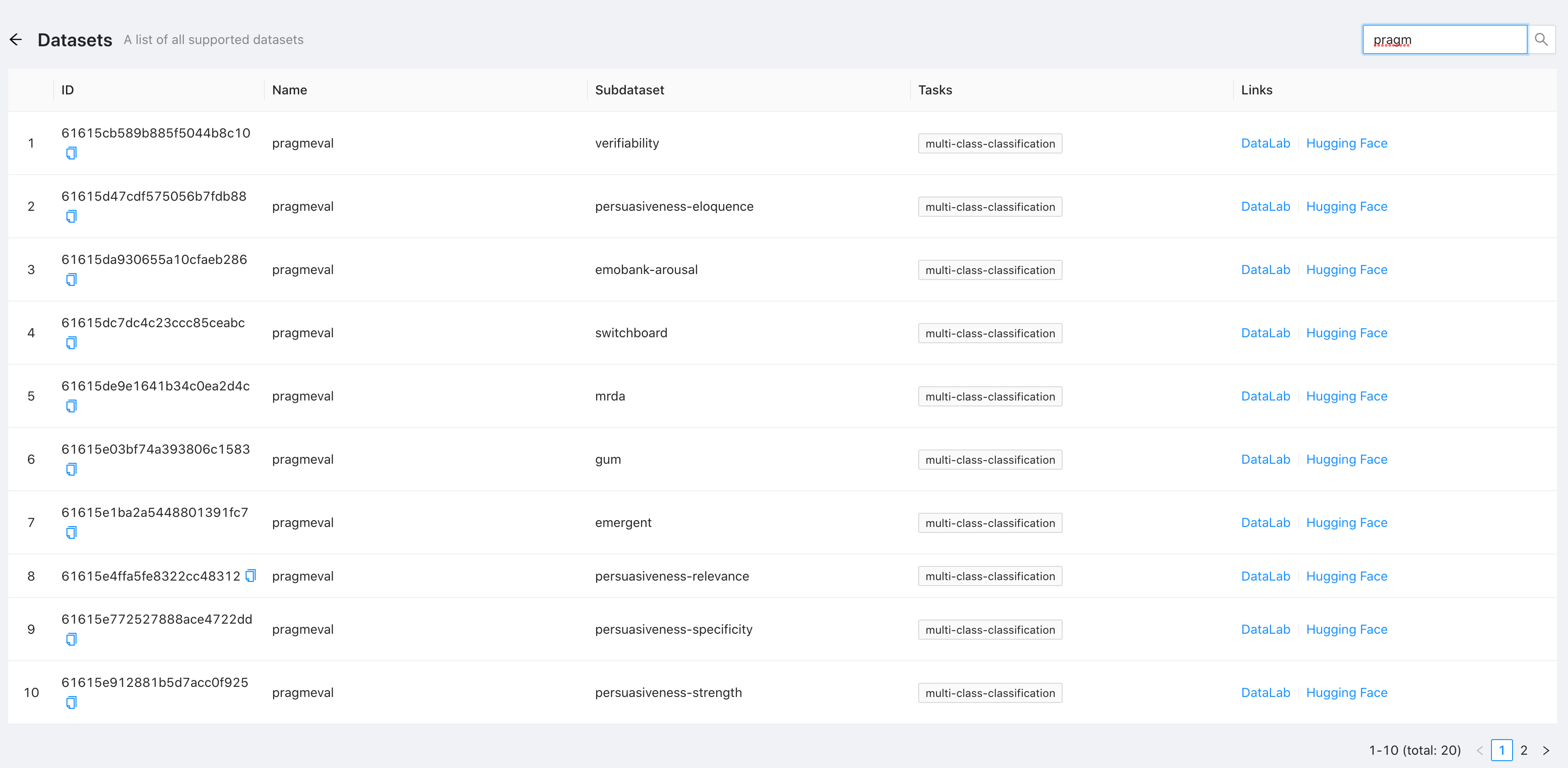 Improve browsing experience of datasets · Issue #130 · neulab/explainaboard_web · GitHub