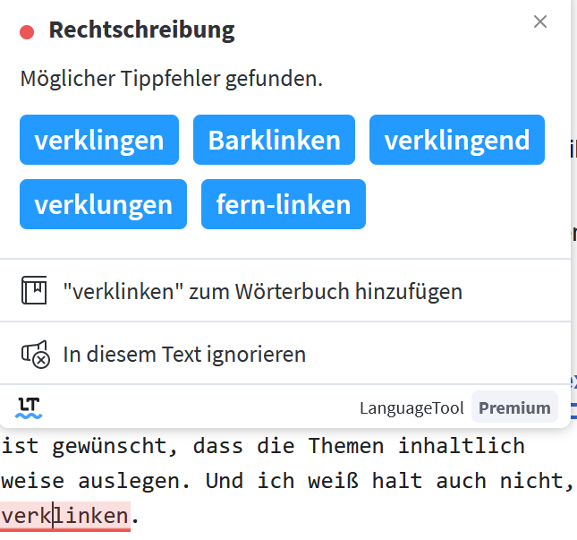 De Bessere Vorschläge Für Verklinken · Issue 8740 · Languagetool Orglanguagetool · Github 