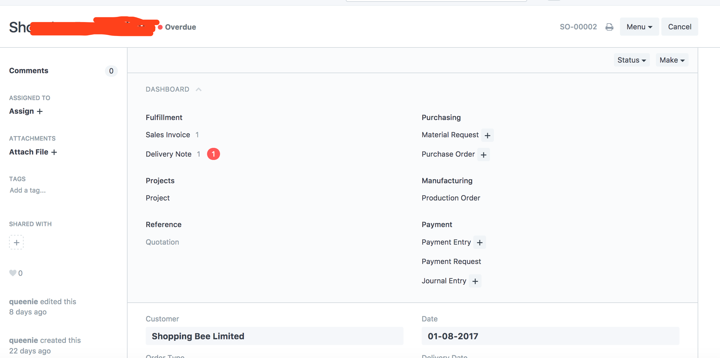 Incorrect Sales Order Status Overdue Fail To Delete Dn · Issue 10764 · Frappeerpnext · Github 0006