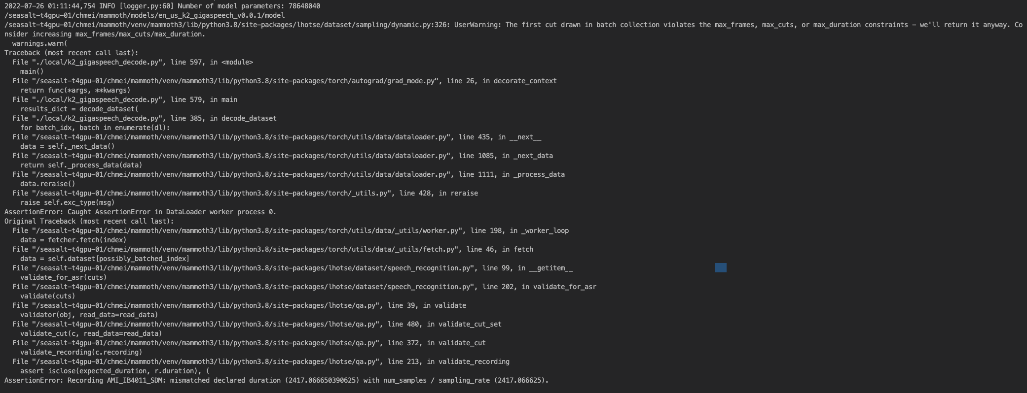 Mismatched Declared Duration Error When Preparing Ami Dataset · Issue 780 · Lhotse Speech 8282